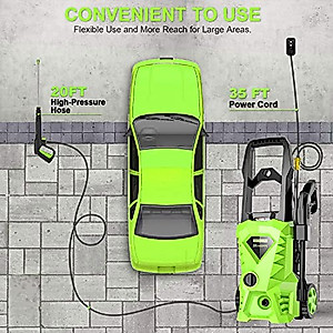 Homdox 2.6GPM Pressure Washer 1500W Electric Power Washer with 4 Nozzles Longer Cables and Hoses Electric Pressure Washer for Cleaning Cars, Driveways,Garden