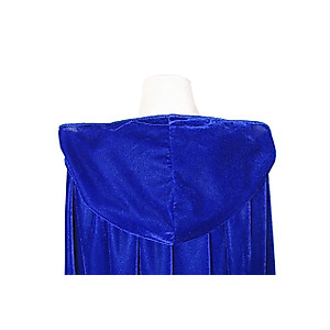 BIGXIAN Long Hooded Cloak Velvet Cape Witch Costume Halloween Costumes for Women Men (Blue, Large)