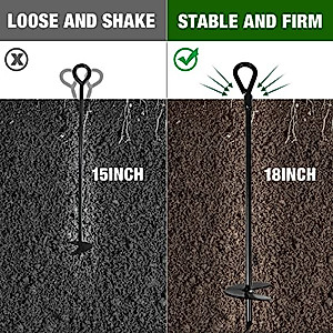 Tondiamo 18 Inch Long Ground Anchor Kit, 3 Inch Wide Helix, Heavy Duty Earth Augers Solid Steel Shaft with Drill Bit for Tents, Swing Sets, Securing Animals, Canopies, Trampoline, Sheds (Black, 6 Pcs)