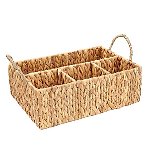 ABEL CRAFTS Wicker Basket Organizer Rectangle Water Hyacinth Storage Baskets Set Of 4 Organizing Bathroom Bedroom Kitchen Shelves Pantry Natural Woven Baskets Rectangular