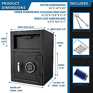 BARSKA AX12588 Standard Keypad Security Depository Drop Safe 1.03 Cubic Ft