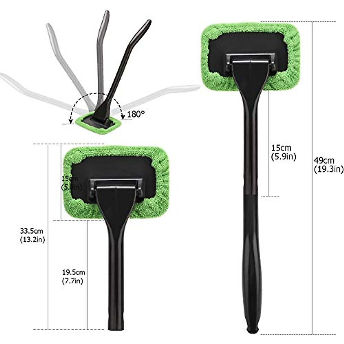 Windshield Cleaning Tool, XINDELL Microfiber Cloth Car Window Cleanser Brush with Detachable Handle Auto Inside Glass Wiper Interior Accessories Car Cleaning Kit