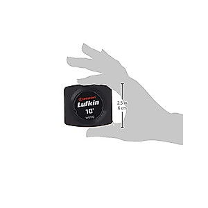 Crescent Lufkin 1/4" x 10' Pee Wee Yellow Clad Pocket Tape Measure - W6110 , Black