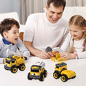 Take Apart Toys with Electric Drill with Remote Control Function 6 in 1 Take Apart Construction Toys Trucks Toy Drills, Gift Toys for 3,4,5,6,7, 8 Year Old Boys Girls Kids