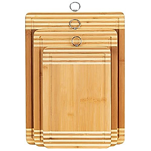 Kitchen Details Bamboo Cutting Board | Medium | Dual Sided Surface | Ultra Thick | Cut Resistant | Drip Edge