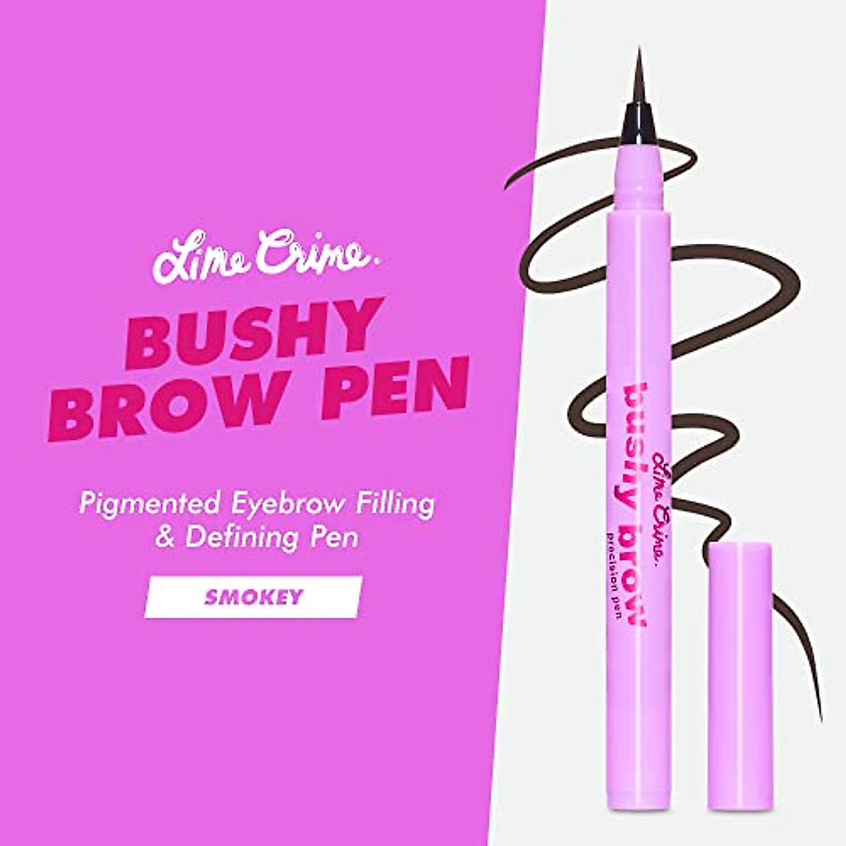 Lime Crime Bushy Brow Pen, Smokey (Black Brown) - Thin Precision Eyebrow Pencils Define, Shape, Build, Fill In & Flick Up - Eyebrow Filler for Natural Looking Brows - Vegan & Cruelty-Free…