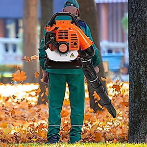 Leaf Blower Gas Powered with Adjustable Backpack Strap, 550 CFM 6800 RPM(r/min) 52cc 2-Stroke Cordless Strong Wind Force ABS Backpack Snow Blowerr for Outdoor Yard Garden Snowfield & Meadowland