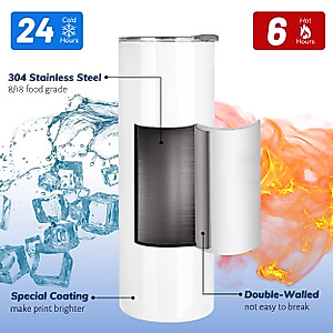 Joyclub 25 Pack 20 oz Sublimation Tumblers Bulk Sublimation Blanks for Heat Transfer Double Wall Insulated Straight SkinnyTumbler with Individually Gift Box and Shrink Wrap Film