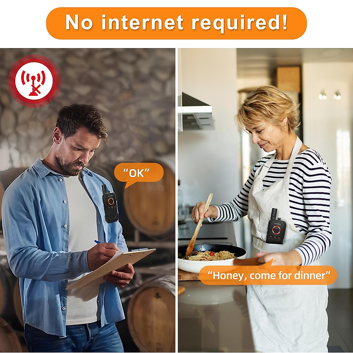 ChunHee 2 Pack Black Intercoms Wireless for Home Caregiver Pager Intercom for Elderly with Emergency SOS Alarm, 1.5 Miles Long Range Wireless Intercom System for Business Room to Room Communication