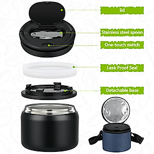 JOOPETALK 15oz Thermo Food Jar for Kids,Insulated Vacuum Food Jar for Hot & Cold Leak Proof Lunch Container Stainless Steel Wide Mouth Soup for School Travel