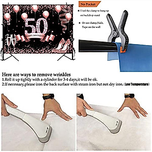 Sensfun Rose Gold Happy 50th Birthday Backdrop for Women Glitter Diamonds Balloons High Heels Birthday Photography Background Fifty Years Old Age Fabulous 50 Birthday Party Decorations Banner 7x5ft