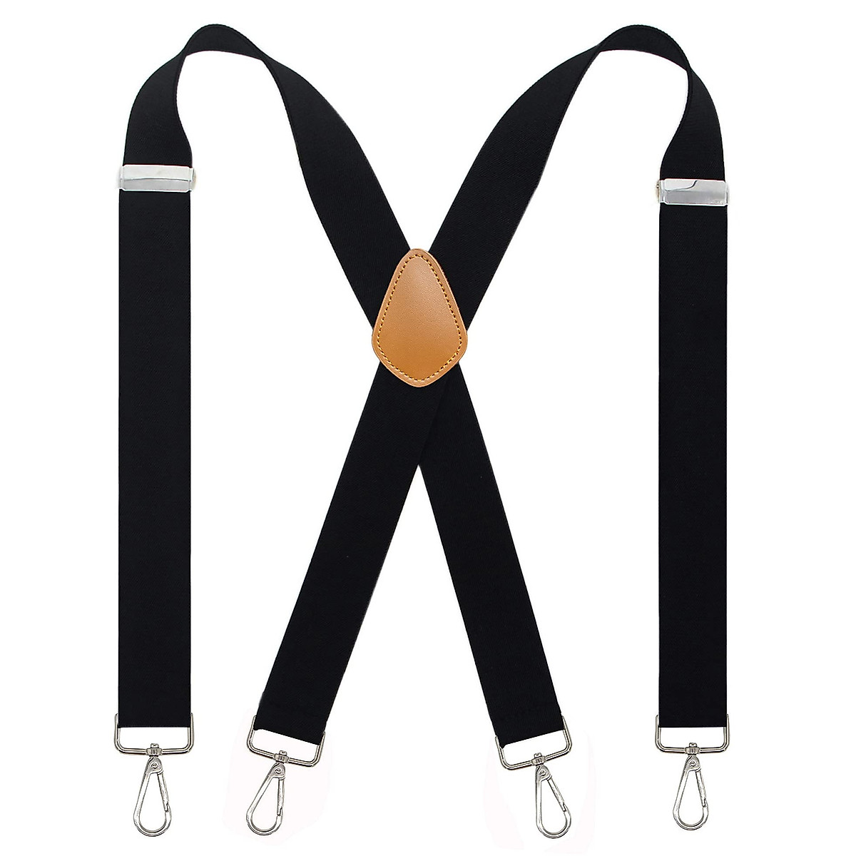 Cedrainy Suspenders For Men 1.4 Inch X Back Wide Suspender Heavy Duty Swivel Belt Loops With 4 Snap Hooks(Black)