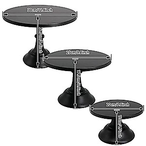 Set of 3 Pieces Black Iron Cake Stands 12" 10" 8" Cake Holder Dessert Display Plate Serving Tray for Baby Shower Wedding Birthday Party Halloween Family Party (Style A)