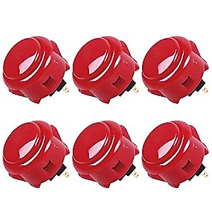 Sanwa 6 pcs OBSF-30 Original Push Button 30mm - for Arcade Jamma Video Game & Arcade Joystick Games Console (Red), Use for Arcade Game Machine Cabinet S@NWA