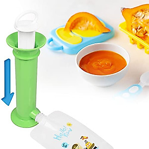 7 PCS Set Baby Food Pouch Maker, Reusable Pure Color Pouches, Toddler Fruit Squeeze Puree Filler for Kids (Green)