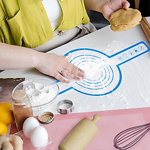 2 Pcs Silicone Baking Mat for Dutch Oven Bread Baking, 8.3 In Circular Bread Baking Mat with Long Handle to Turn Dough Easily, Reusable, Easy to Clean (Orange+Blue)