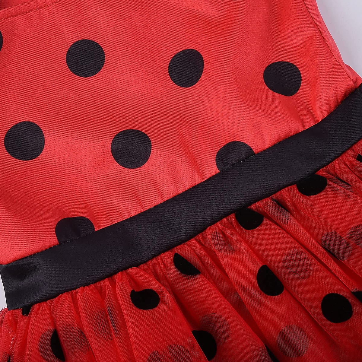 Uplus ME Ladybug Costume Girls Ladybug Dress Lady Bug Costumes for Kids Toddler Ladybird Dress Up Set for Halloween Birthday (9-10 Years/150)
