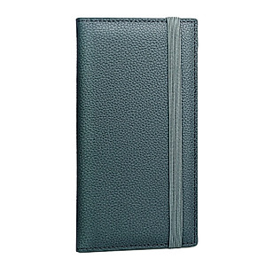 Yarnic Checkbook Cover for Personal Checkbook, Checkbook Holder with Pen Holder & Built-in Clear Plastic Divider for Duplicate Checks (Vert Gris)