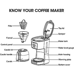 12 Cup Coffee Maker,Programmable Coffee Machine & Ice Tea Maker with Glass Carafe,4-12 Cups Drip Coffee Pot,900W Quick Brew,Auto Keep Warm,Anti-Drip,Brew Strength Control,Small Coffe Maker for Home and Office,Stainless Steel