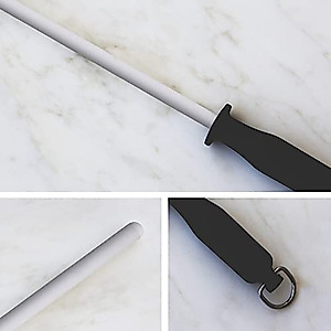 Messermeister 10” Ceramic Sharpening Rod - Knife Sharpener - Fine 1200 Grit - Break-Resistant Solid Ceramic Core, Large Sharpening Surface & Soft-Grip Handle