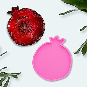 Shiny Glossy 10 inch Pomegranate Geode Large Coaster Agate Resin Silicone Molds Epoxy Fruit Style Resin Mold, Tray Resin Casting Mold for DIY Agate Coaster, Cup Mats, Bowl Mat, Home Decoration