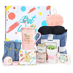Get Well Soon Gifts for Women,Care Package For Women After Surgery,Feel Better Soon Gifts Basket For Sick Friend,Self Care Sympathy Gifts Thinking of You Gifts with Blanket,Coffee Mug For Best Friend