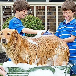 Lilpep Pet Shampoo Bath Brush Soothing Massage Rubber Comb with Adjustable Ring Handle for Long Short Haired Dogs and Cats Grooming, 2 PCS