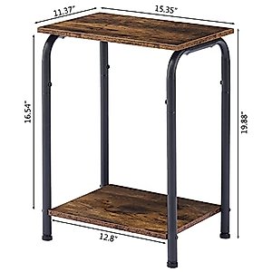 Tajsoon Small End Table with 2 Tier Storage Shelves, Small Side Table for Small Spaces, Sofa Table, Bedside Table, Small Table for Living Room, Bedroom, Sturdy Frame & Easy Assembly