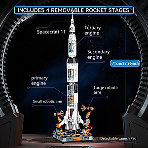 YESHIN Space Rocket Building Blocks Kits, DIY Creative Collectible Display Rocket Model Building Sets, Gift Toy for Kids Age 8+ /Adult Collections Enthusiasts (1571+Pieces)