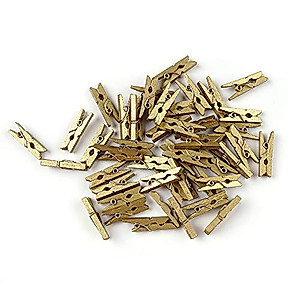 50 Pcs Mini Craft Clothespins Wood 1" Multi Color for Crafts and Arts Tiny Decorative (Gold, 1.2 inch)