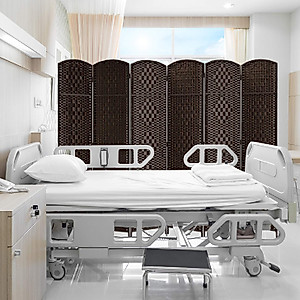 Room Dividers, 6Ft. Tall Extra Wide 19" Woven Fiber Folding Privacy Screens Panel, Partition & Wall Divider,Space Seperate Decorative Screen Panel,Double Hinged,Freestanding-6 Panel, Dark Coffee