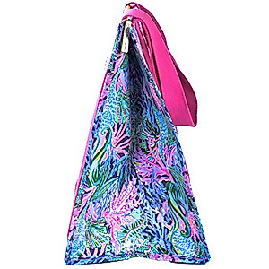 Lilly Pulitzer Insulated Market Shopper Bag Large Capacity, Oversize Reusable Grocery Tote with Thermal Insulated Interior, Bringing Mermaid Back