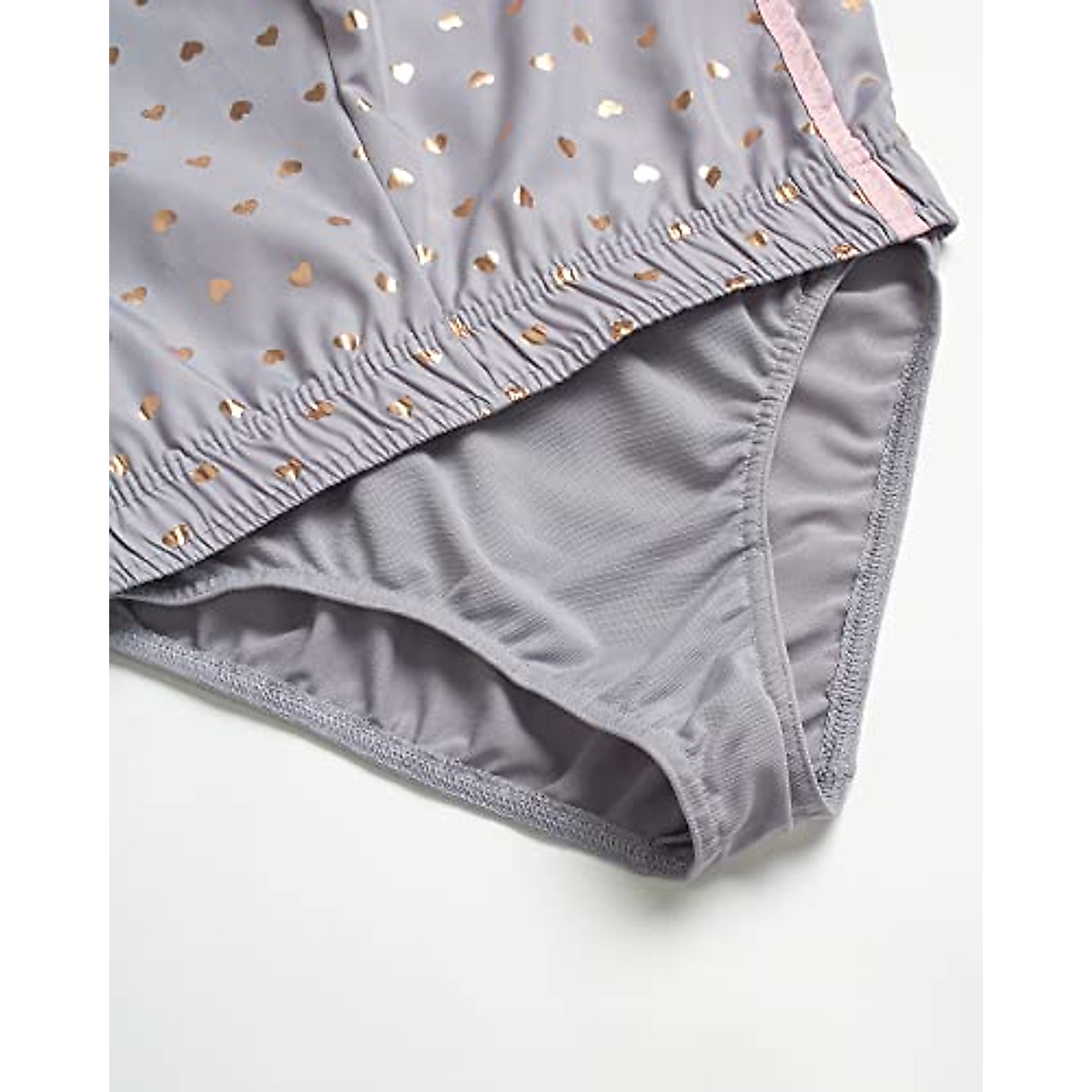 Body Glove Girls Shorts 4 Pack Athletic Performance Dry Fit Dolphin Gym Shorts, Scrunchie (7-12), Size 12, GreyPurple HeartBlackPink