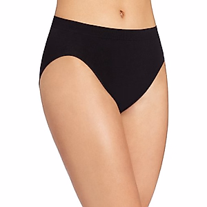 Bali Women's Microfiber Hi-Cut Panty, Black, 10/11