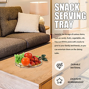 CALLARON Plastic Tray Plastic Tray Decorative Round Serving Tray with Handles Modern Decorative Tray Serving Platter Fruit Dessert Plate Cake Dish Perfume Tray for Vanity Coffee Table