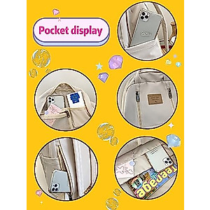 Romlvy Kawaii Backpack with Cute Accessories Casual Laptop Handbag Aesthetic Backpack Cute Daypack Travel Packing Organizer (Black)