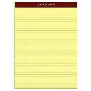 TOPS Docket Gold Writing Pads, 8-1/2" x 11-3/4", Narrow Rule, Canary Paper, 50 Sheets, 6 Pack (63941)