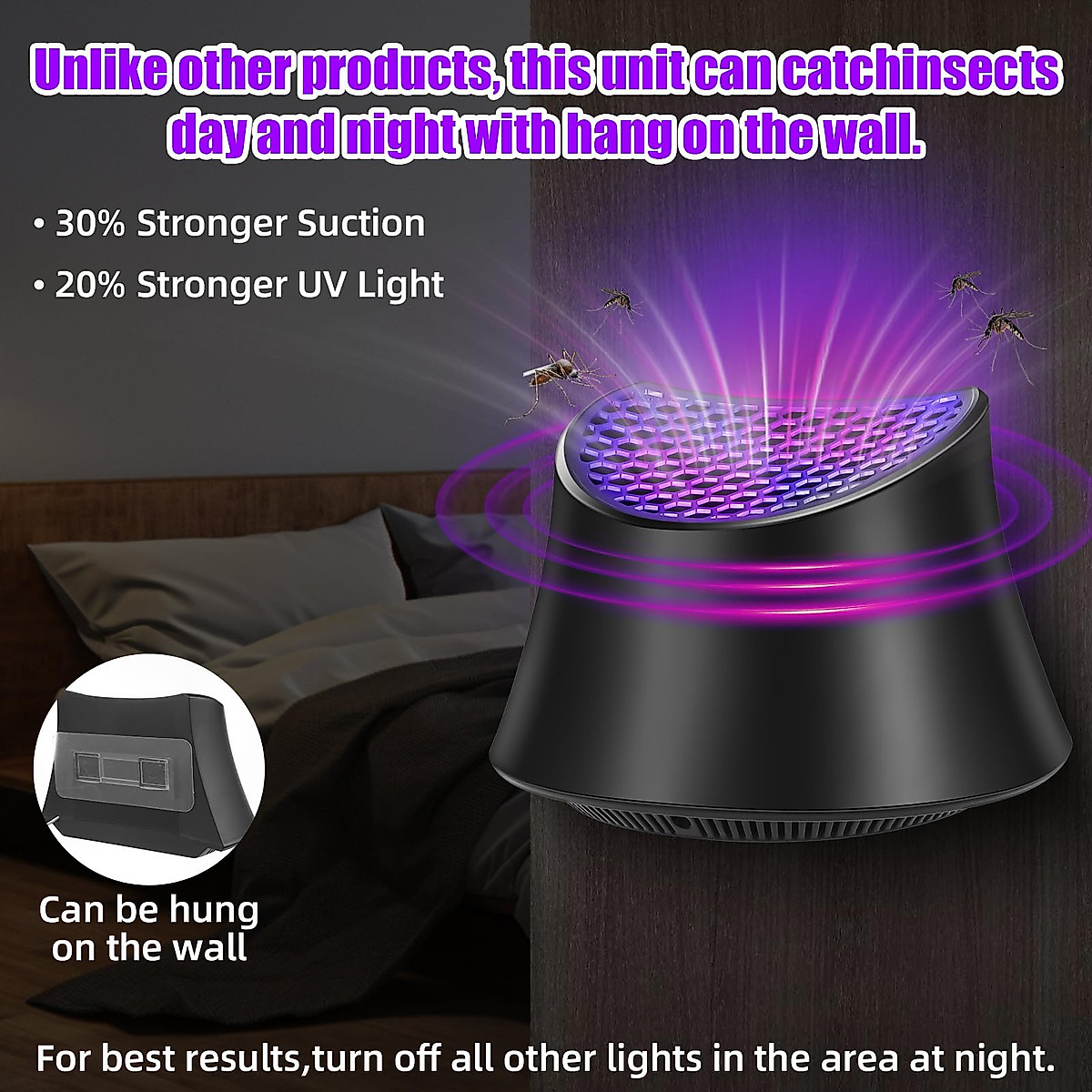 Indoor Insect Trap,Fruit Fly Trap Indoor for Home,Gnat Traps for House, Mosquito Traps,Zapper Fly Traps Catcher for Mosquito Hanging on The Wall,Bugs Trap with UV Light for Indoor,Home