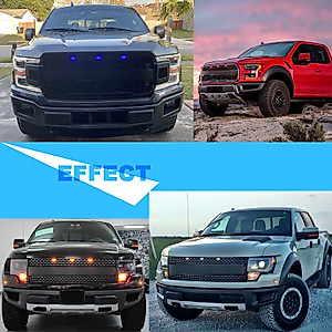 Boigoo Front Grill Lights compatible for Ford Raptor F150 Grilles 2010-2014 & 2017-up, Yellow LED Parking/Running Amber Light, Not for Aftermarket Grille | 2011 2012 2013 2018 2019 2020 2021