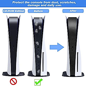 Middle Strip Sticker, Integral PS5 Disk Version Host Console Center Part Protection Strip Film Accessories Durable Scratch Resistant (Carbon Black)
