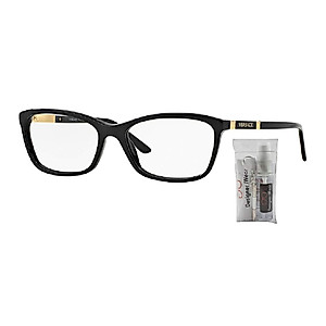 Versace VE3186 GB1 54M Black Cateye Eyeglasses For Women+ BUNDLE With Designer iWear Eyewear Kit