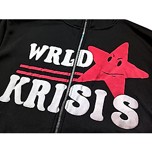 ZFOFLIK Star Hoodie Y2k Zip Up Hoodie Men Star Sweater Women Oversized Sweatshirt Harajuku Punk Streetwear Hoodie-L Black