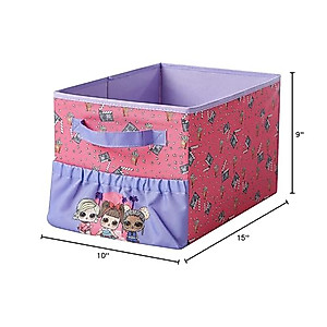 Idea Nuova LOL Surprise Kids Collapsible Storage Organizer Bin with Front Pocket,9" H x 10" W x 15" L