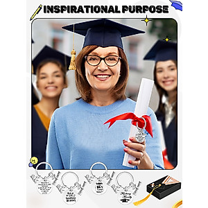 Taiyin 16 Pcs Class of 2024 Graduation Keychains Graduation Gifts Inspirational Graduation Keychains Stainless Steel Key Ring Appreciation Gift Ideas with Gift Box for Students