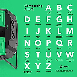 Vremi Tumbling Outdoor Compost Bin – Dual Chamber 360° UV Proof and Rust Proof 42 gal with Secure Sliding Doors – All Season Composter with Aeration System