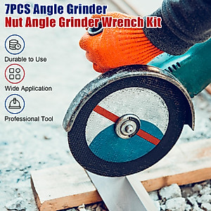 NYXOVA 7PCS Angle Grinder Nut Angle Grinder Wrench Kit, 1PCS Angle Grinder Wrench and 6PCS Flange Nuts, Compatible for Dewalt Makita Angle Grinder Flange with 5/8"-11 Threaded Shaft