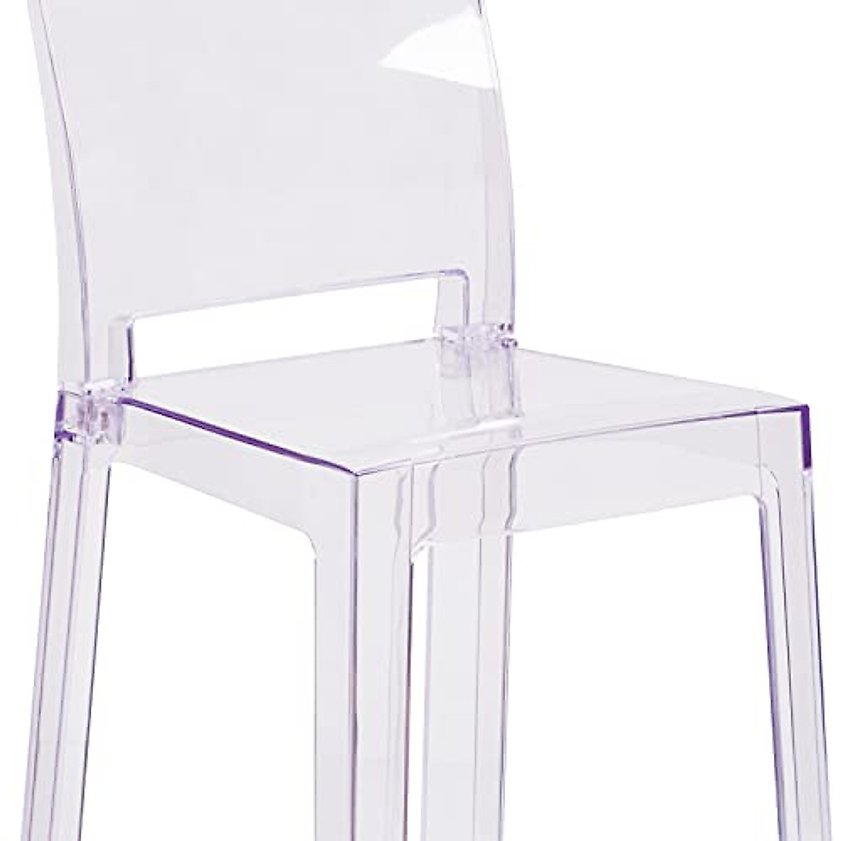 Flash Furniture 4 Pack Ghost Counter Stool with Square Back in Transparent Crystal