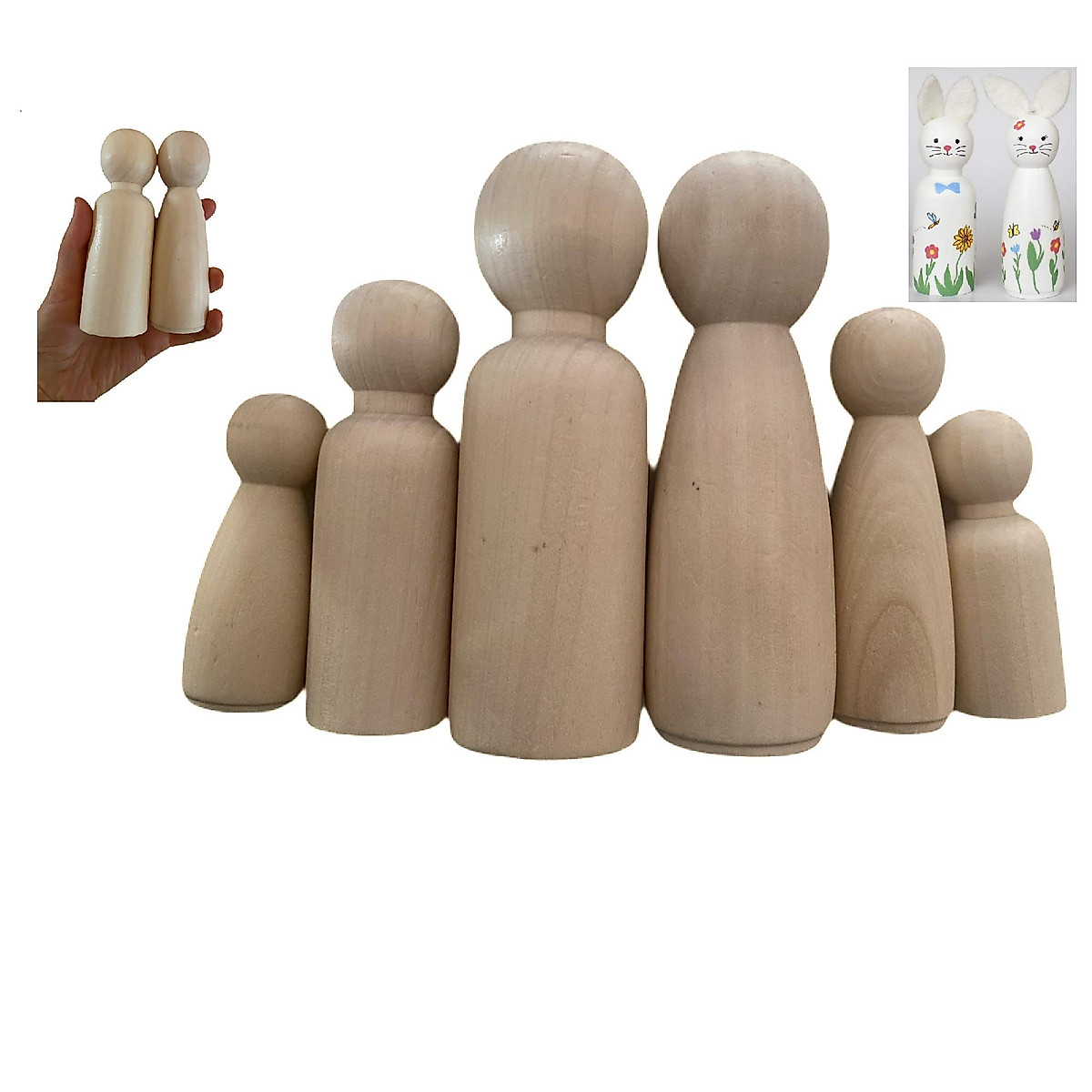 Ellipticus Valley Giant 4-1116 Wood peg Doll, 6 peg People Family, Perfect Size for Artist, Kids, Students Crafting, Gift
