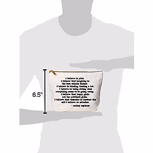 Jules Natural Canvas Cosmetic Bag With Zipper Closure I Believe In Pink Audrey Hepburn Quote
