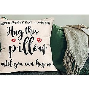 Boyfriend Gifts Long Distance, Boyfriend Gifts from Girlfriend, Boyfriend Gifts for Birthday, Hug This Pillow Until You Can Hug Me, 18x18 inch Pillow Cover + Fork Gift Set,